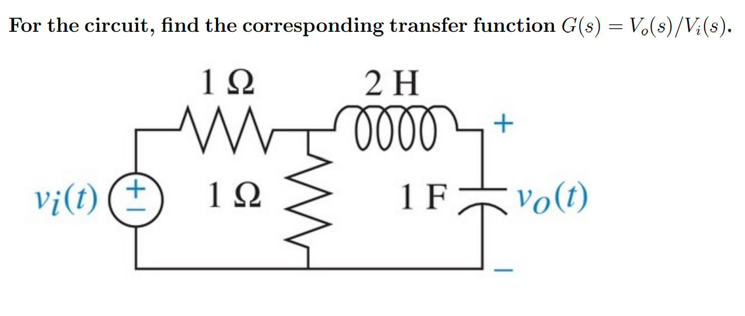 Solved For the circuit, find the corresponding transfer | Chegg.com