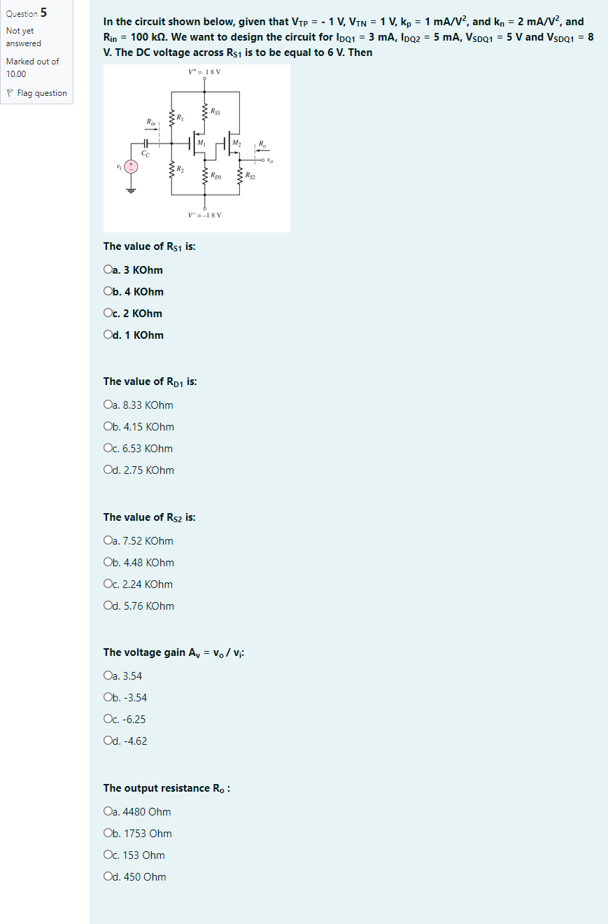 Solved In the circuit shown below, given that VTP=−1 V, | Chegg.com