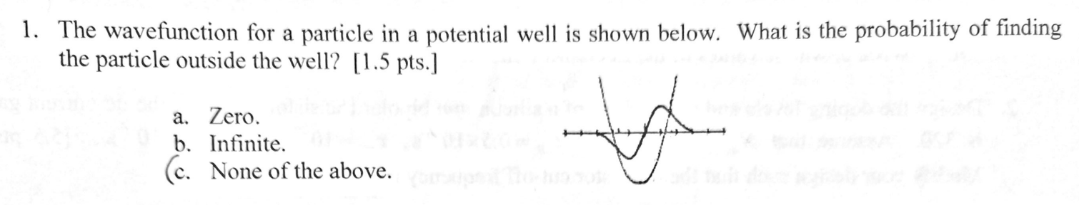 Solved 1. The wavefunction for a particle in a potential | Chegg.com