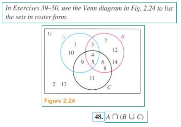 Solved In Exercises 39-50, use the Venn diagram in Fig. 2.24 | Chegg.com