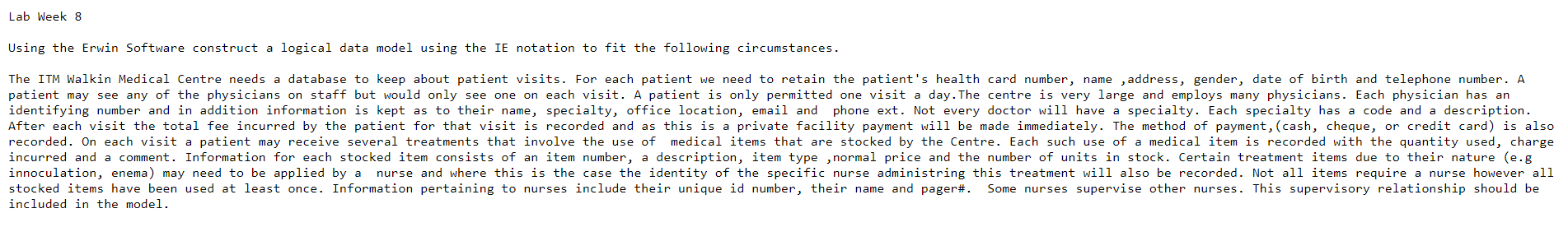 Solved Using the Erwin Software construct a logical data | Chegg.com
