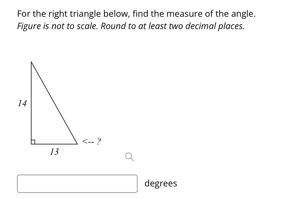 Solved For the right triangle below, find the measure of the | Chegg.com