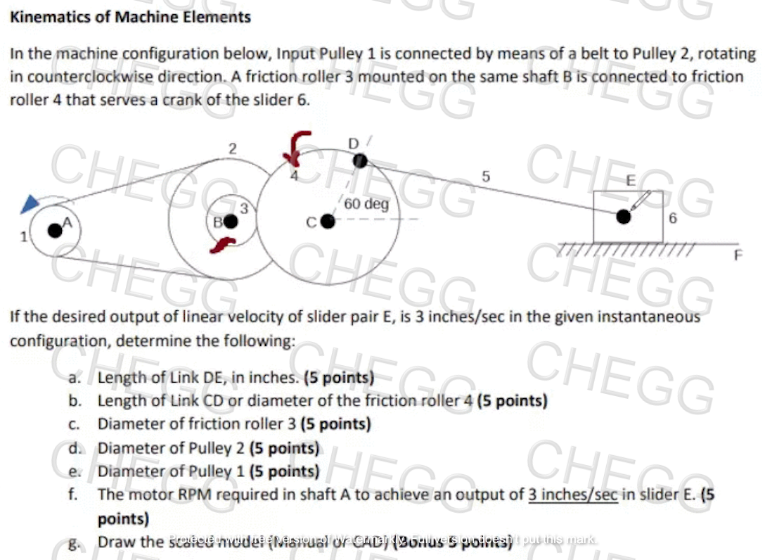 Solved Kinematics of Machine Elements In the machine | Chegg.com