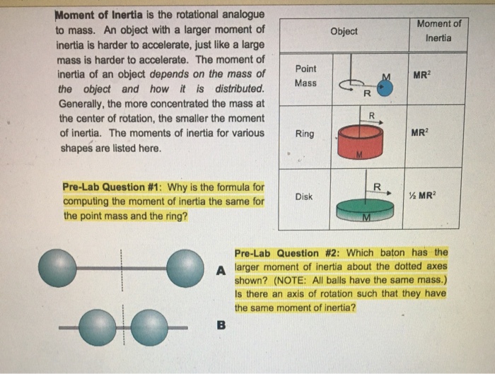 Solved Moment of Inertia is the rotational analogue to mass. | Chegg.com