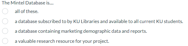 Solved The Mintel Database is.... all of these. a database | Chegg.com