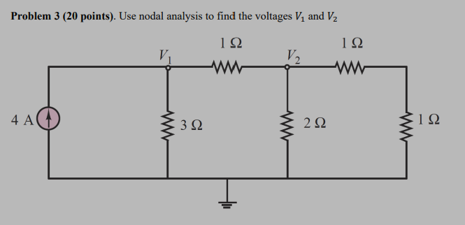 Solved Use nodal analysis to find the voltages V1 ﻿and V2 | Chegg.com