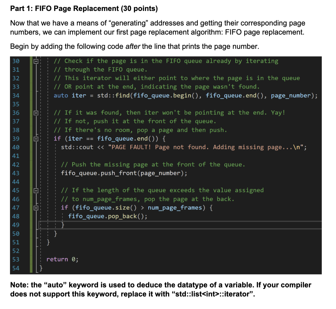 Solved Part 1: FIFO Page Replacement (30 ﻿points)Now that we | Chegg.com
