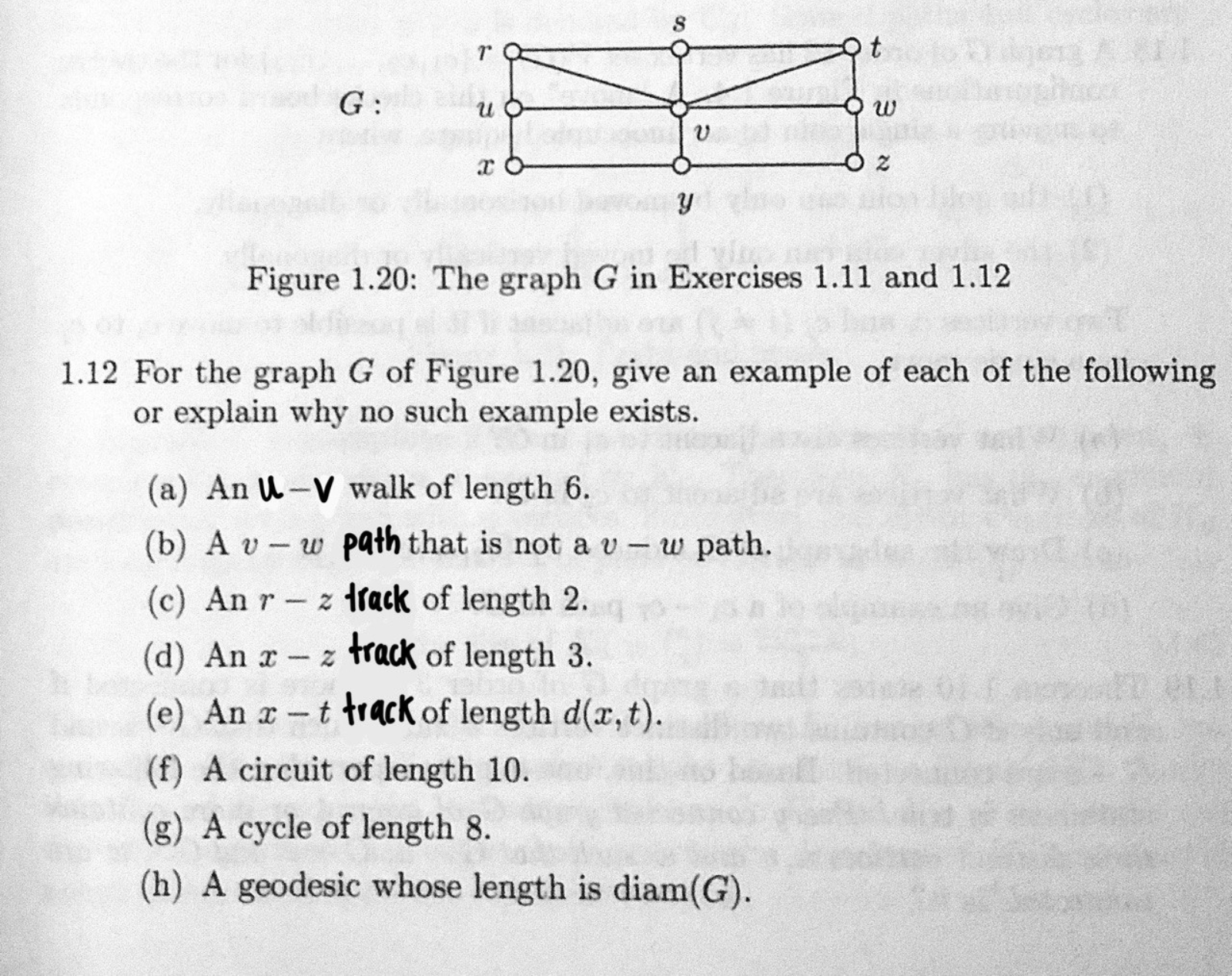 Solved G ﻿:Figure 1.20: The graph G ﻿in Exercises 1.11 ﻿and | Chegg.com