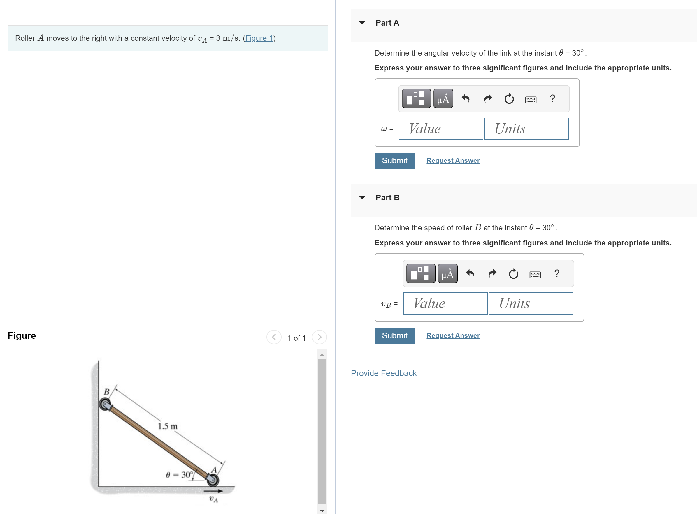 Solved Roller A moves to the right with a constant velocity | Chegg.com