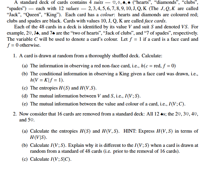 Solved A standard deck of cards contains 4 suits - ,⋄,↔,⋄ | Chegg.com
