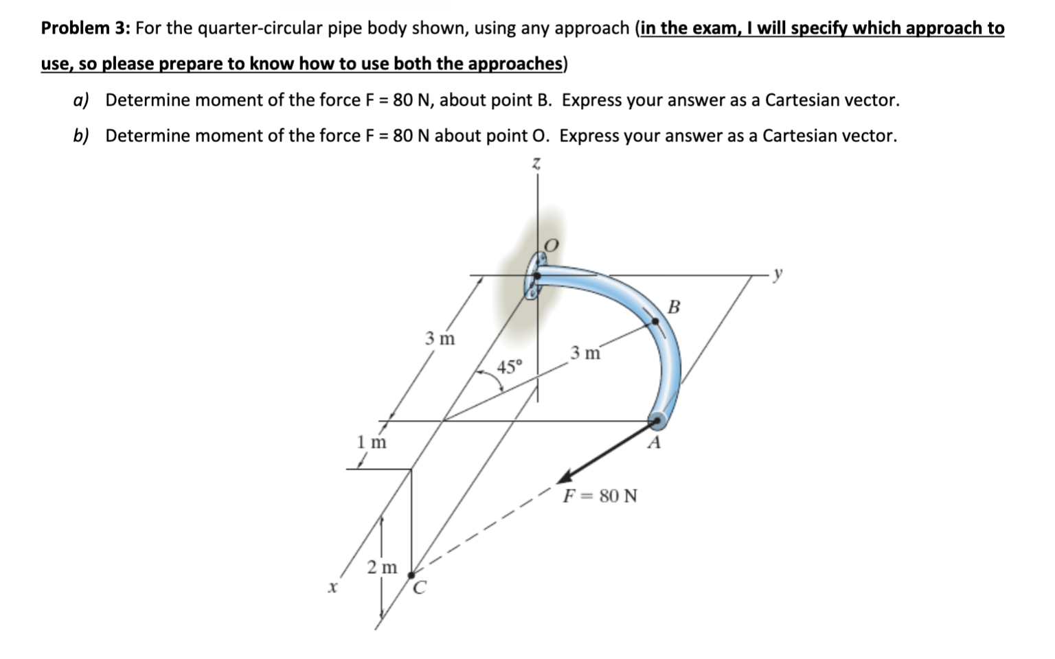 Solved Problem 3: For the quarter-circular pipe body shown, | Chegg.com