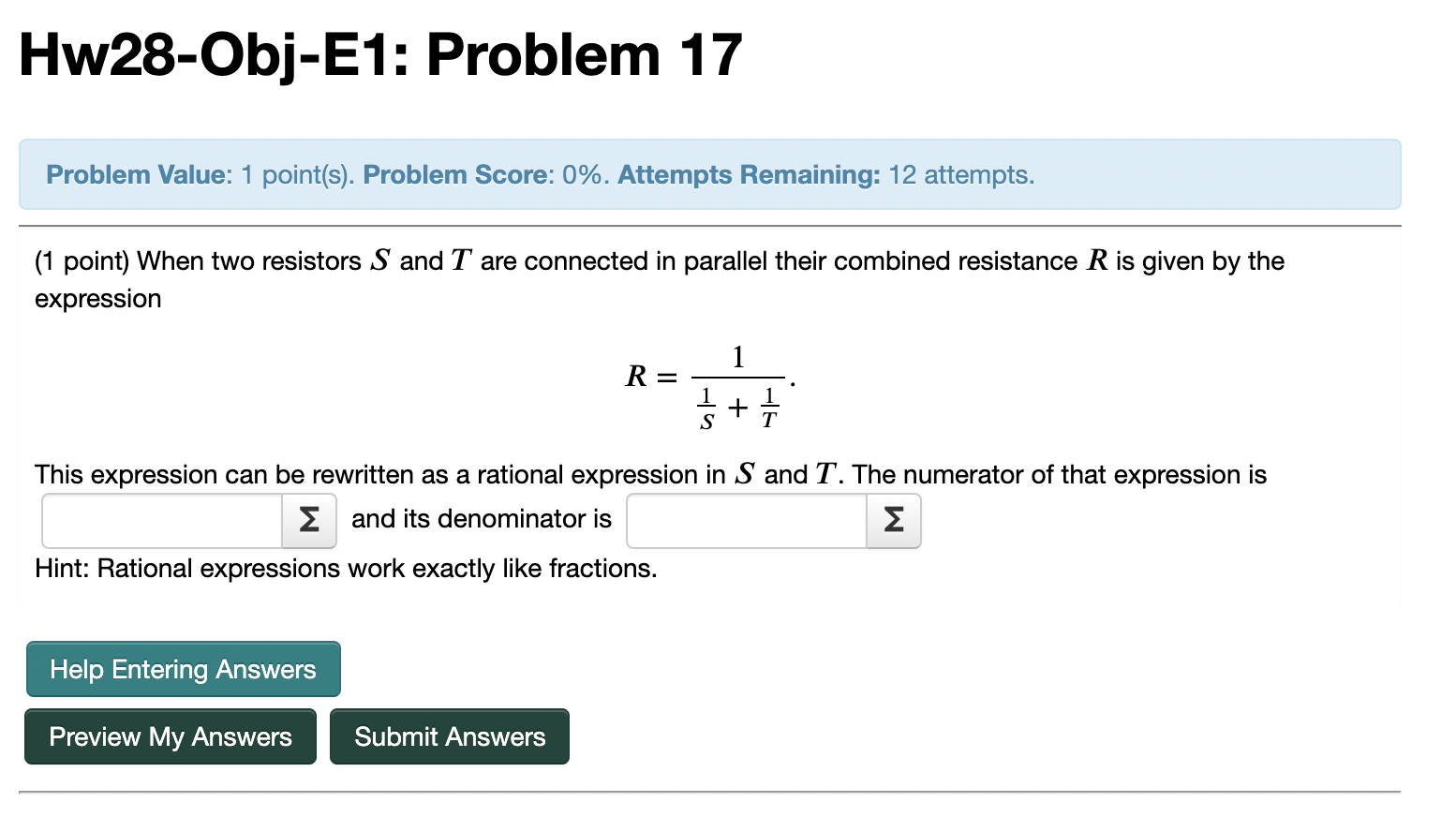 Solved Hw28-Obj-E1: Problem 17 Problem Value: 1 point(s). | Chegg.com