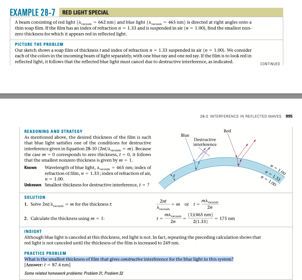 Solved EXAMPLE 28-7 RED LIGHT SPECIAL A beam consisting of | Chegg.com