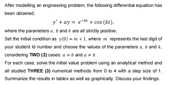 Solved Solve the ordinary differential equations numerically | Chegg.com