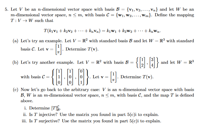 Solved 5. Let V be an n-dimensional vector space with basis | Chegg.com