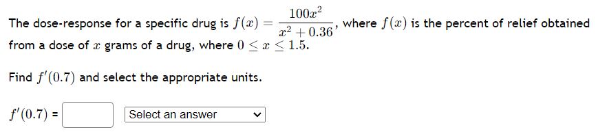 Solved The dose-response for a specific drug is | Chegg.com