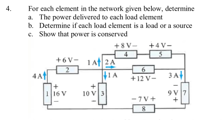 Solved For each element in the network given below, | Chegg.com