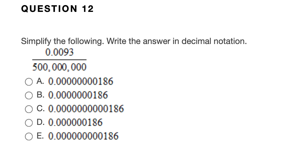 Solved QUESTION 12 Simplify the following. Write the answer | Chegg.com