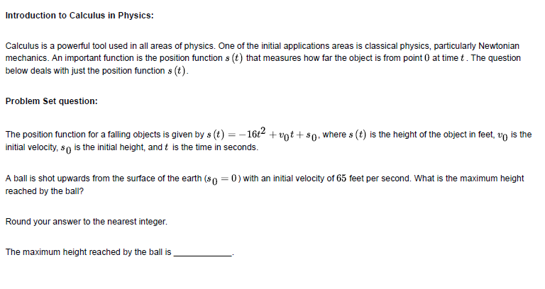 Solved Introduction to Calculus in Physics: Calculus is a | Chegg.com