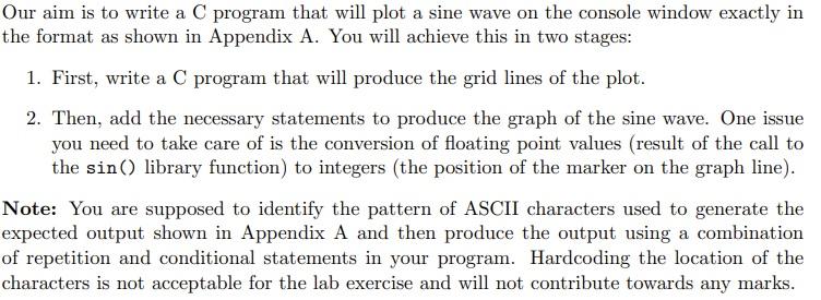Solved Our aim is to write a C program that will plot a sine | Chegg.com