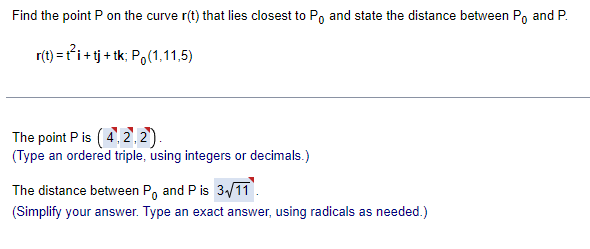 Solved Find the point P on the curve r(t) that lies closest | Chegg.com