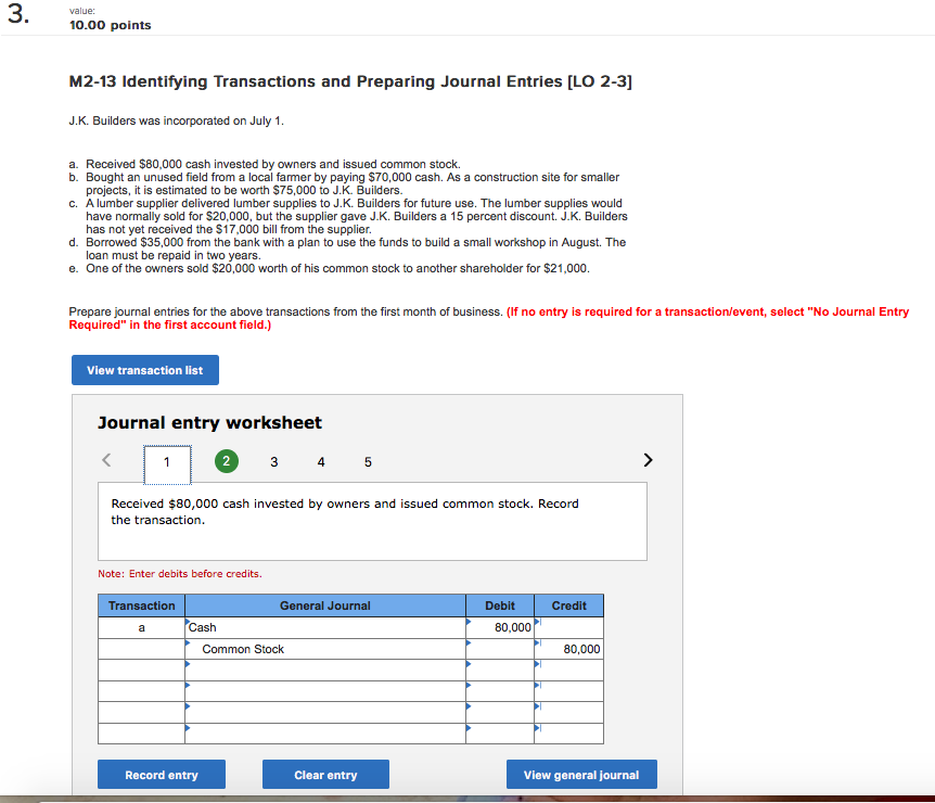 Solved value: 10.00 points M2-13 Identifying Transactions | Chegg.com