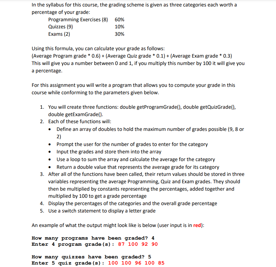 Solved In the syllabus for this course, the grading scheme | Chegg.com