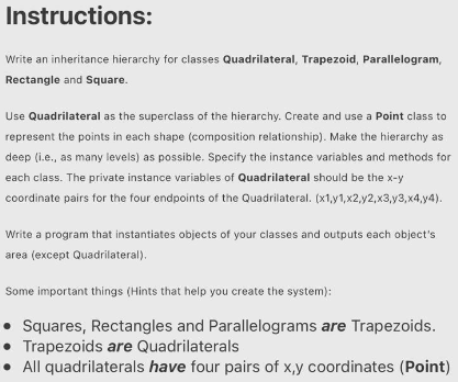 Solved Instructions: Write an inheritance hierarchy for | Chegg.com
