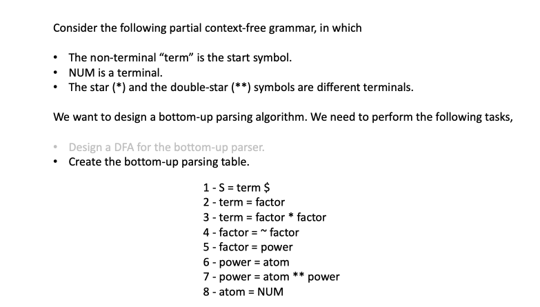Consider the following partial context-free grammar, | Chegg.com
