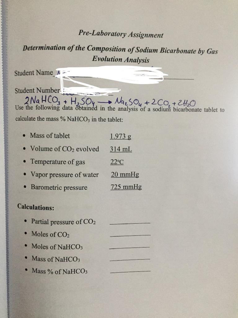Solved Pre-Laboratory Assignment Determination of the | Chegg.com