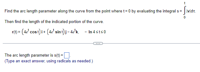 Solved Find the arc length parameter along the curve from | Chegg.com