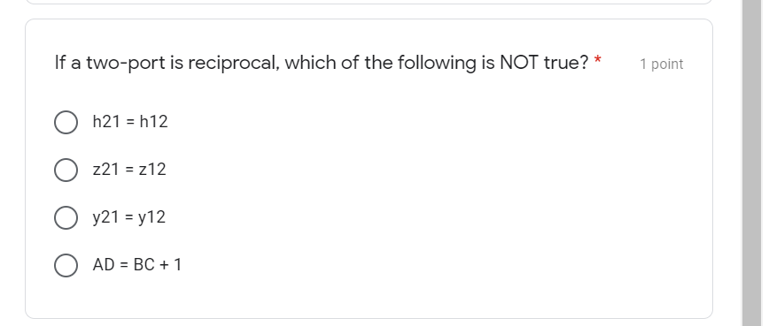 Solved If a two-port is reciprocal, which of the following | Chegg.com