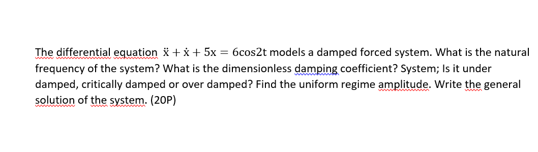 Solved The differential equation 8 + 8 + 5x = 6cos2t models | Chegg.com