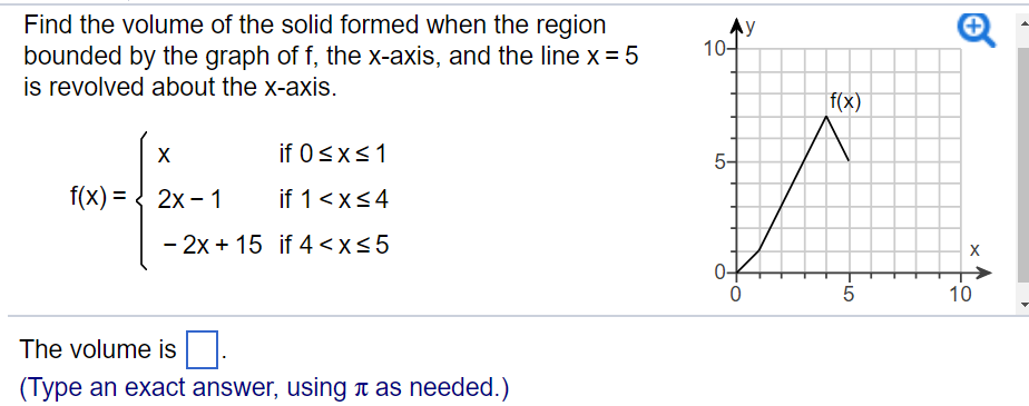 Solved Find the volume of the solid formed when the region | Chegg.com