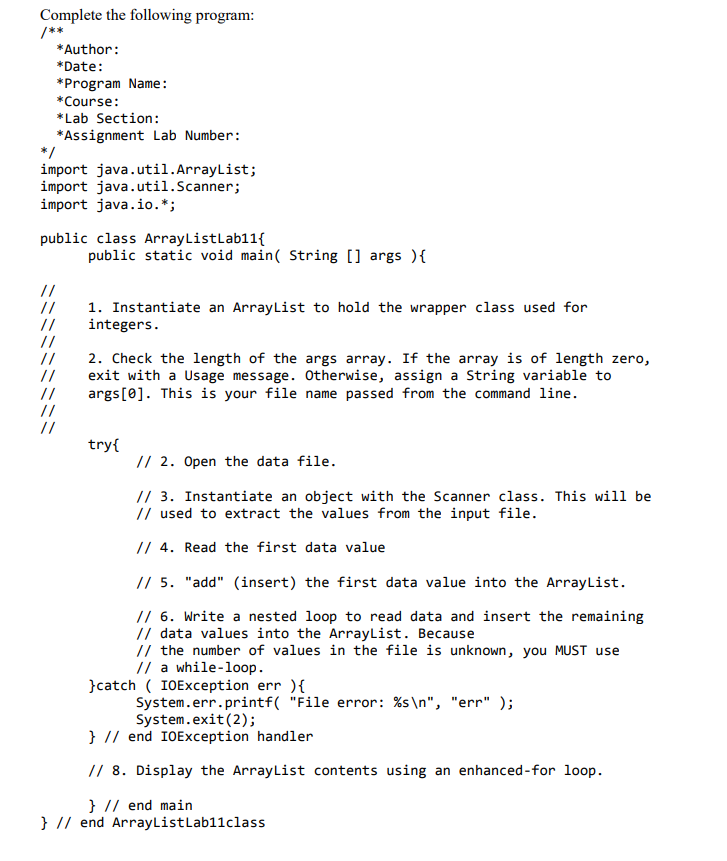 Solved Purpose: Using ArrayList Using Wrapper Classes The | Chegg.com