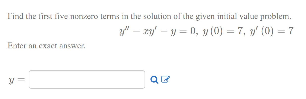 Solved Find the first five nonzero terms in the solution of | Chegg.com