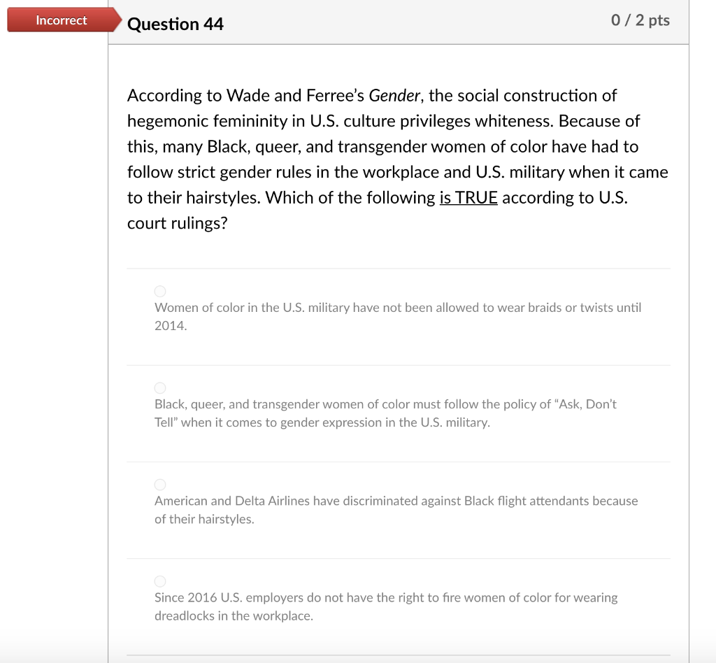 Solved Hide Transcribed Text According to Wade and Ferree's | Chegg.com