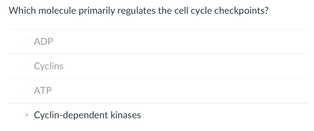 Solved Which molecule primarily regulates the cell cycle | Chegg.com