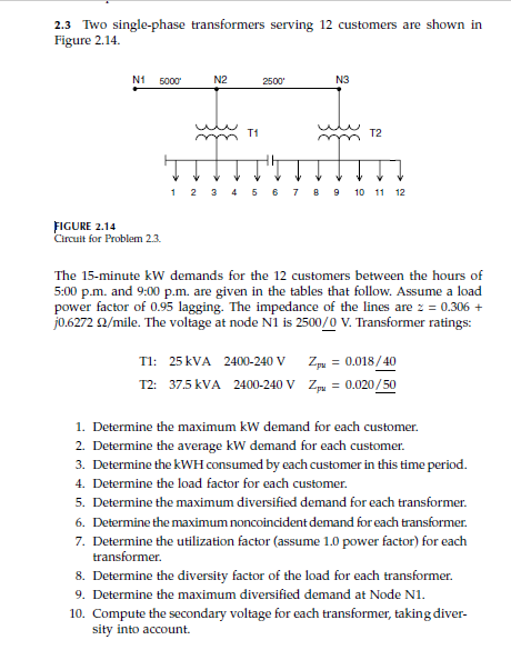 Solved 2.3 Two single-phase transformers serving 12 | Chegg.com