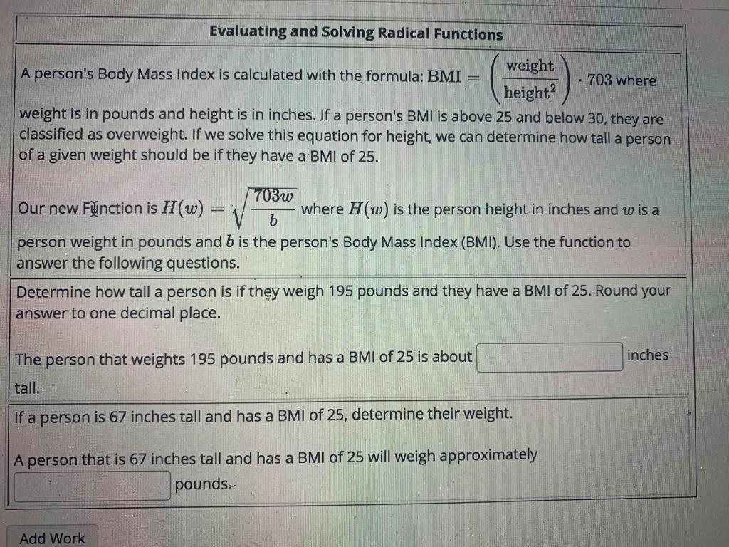 Solved Evaluating and Solving Radical Functions weight A | Chegg.com