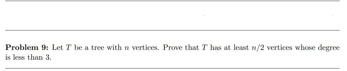 Solved Problem 9: Let T be a tree with n vertices. Prove | Chegg.com