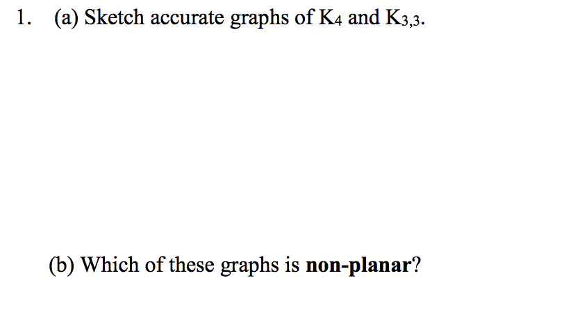 Solved 1. (a) Sketch accurate graphs of K4 and K3,3. (b) | Chegg.com