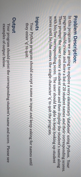 Solved Problem Description: program should create and store | Chegg.com