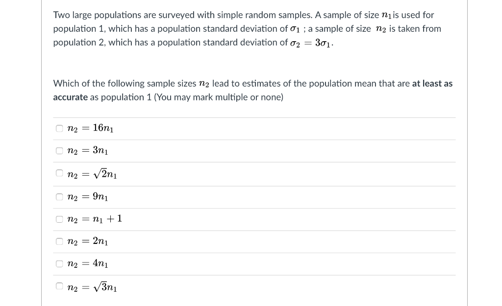 Solved Two large populations are surveyed with simple random | Chegg.com