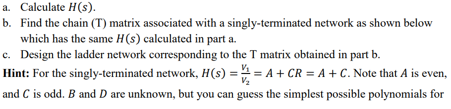 Solved The characteristic function of a doubly terminated | Chegg.com