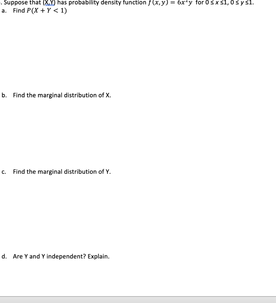 Solved . Suppose that (X,Y) has probability density function | Chegg.com