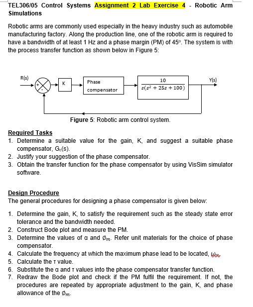 Solved TEL306/05 Control Systems Assignment 2 Lab Exercise 4 | Chegg.com
