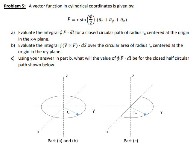 Solved Problem 5: A vector function in cylindrical | Chegg.com