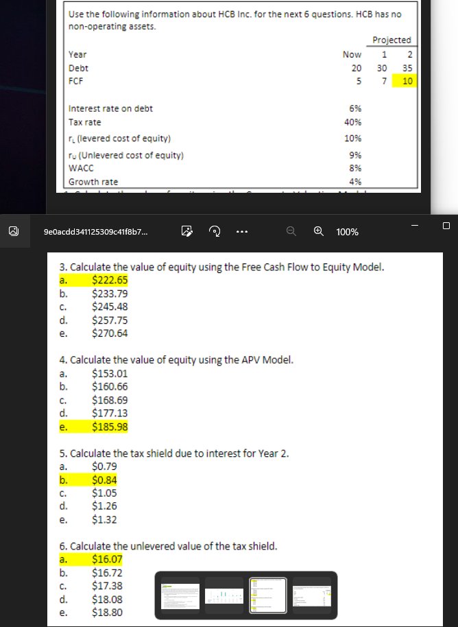 Solved 3. Calculate the value of equity using the Free Cash | Chegg.com