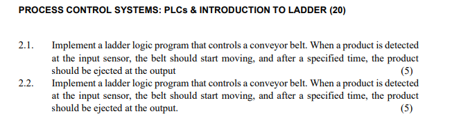 Solved PROCESS CONTROL SYSTEMS: PLCS \& INTRODUCTION TO | Chegg.com